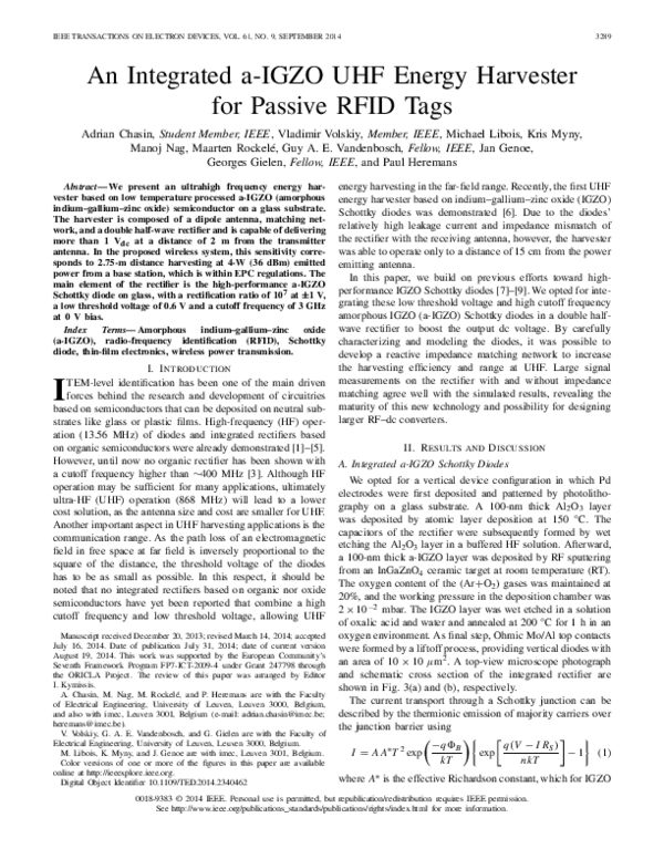 (PDF) An Integrated a-IGZO UHF Energy Harvester for Passive RFID Tags