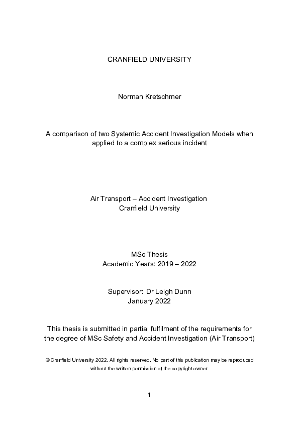 (PDF) A comparison of two Systemic Accident Investigation Models when ...