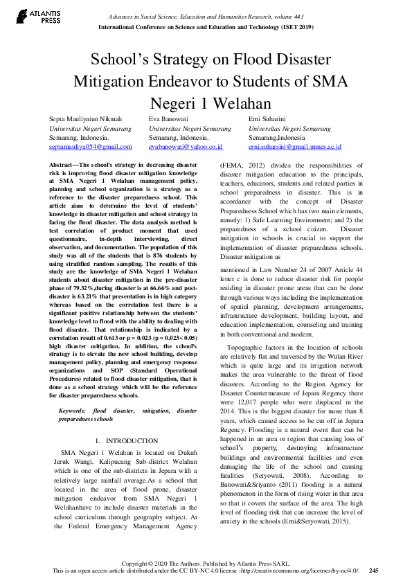 (PDF) School’s Strategy on Flood Disaster Mitigation Endeavor to ...