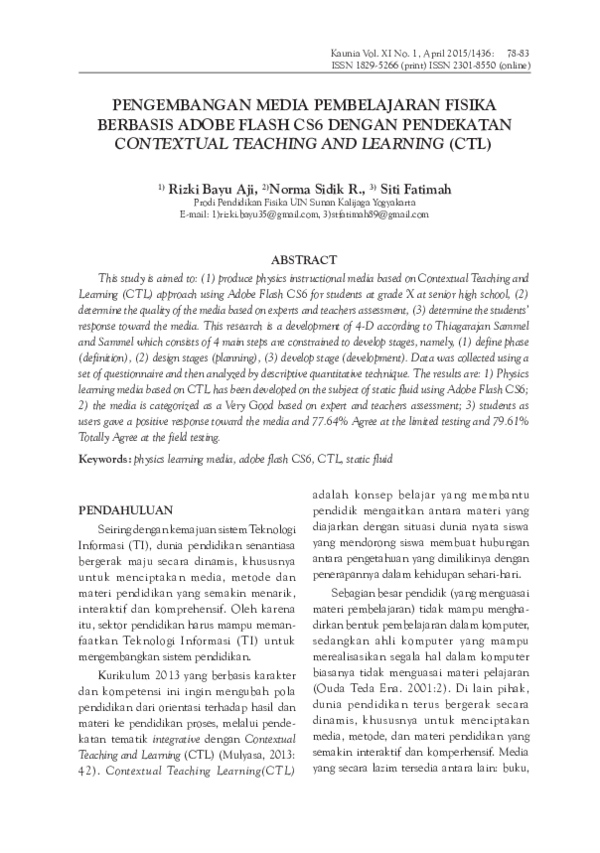 (PDF) Pengembangan Media Pembelajaran Fisika Berbasis Adobe Flash CS6 Dengan Pendekatan ...