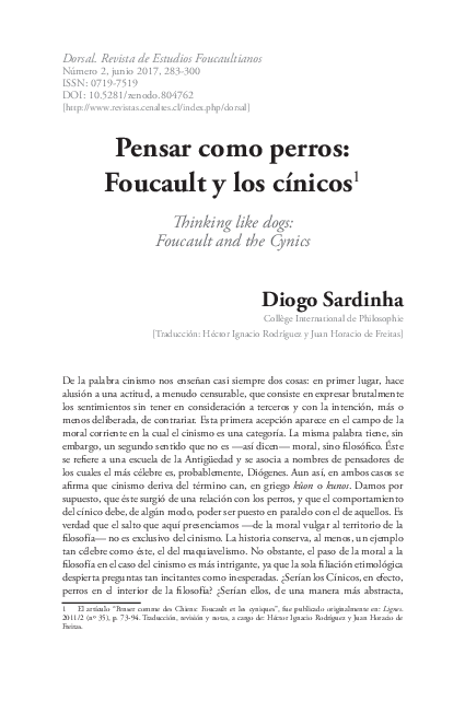 (PDF) Dorsal. Revista de Estudios Foucaultianos Pensar como perros ...