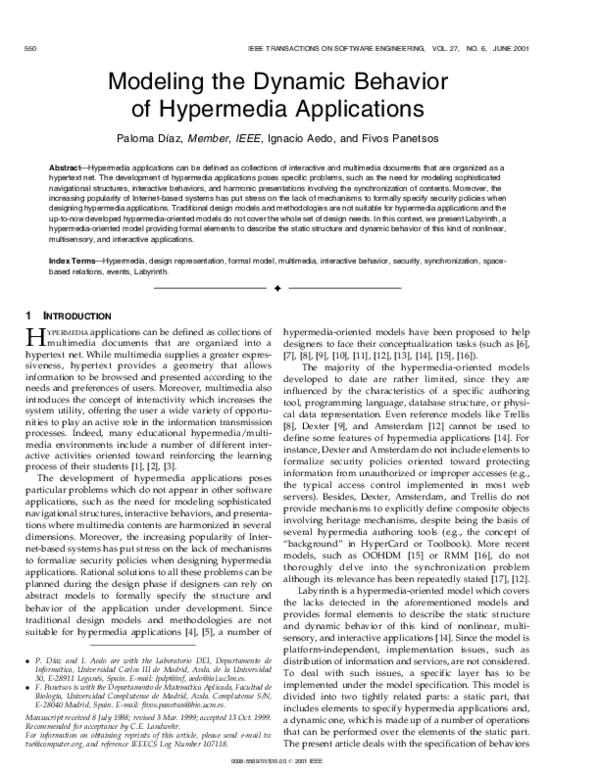 (PDF) Modeling the dynamic behavior of hypermedia applications