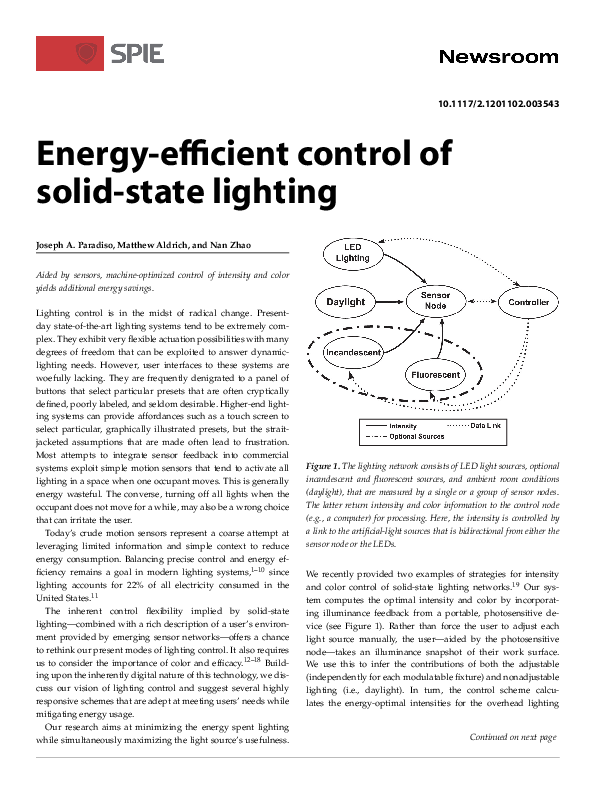(PDF) Energy-efficient control of solid-state lighting