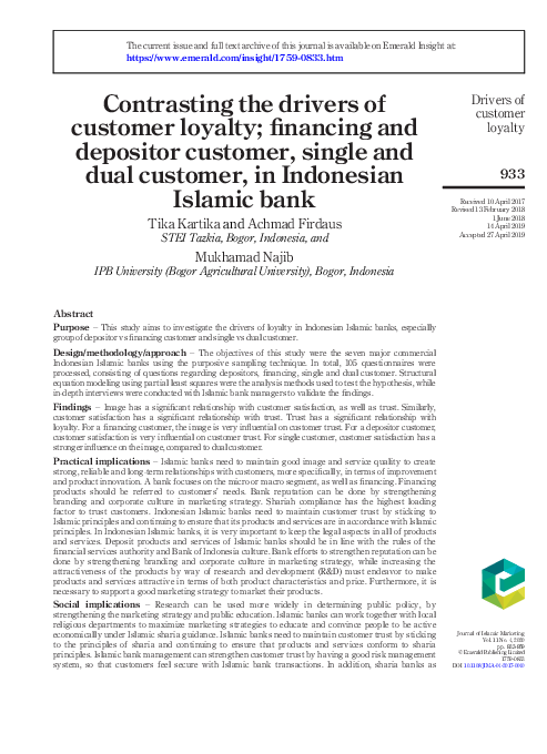(PDF) Contrasting the drivers of customer loyalty; financing and ...