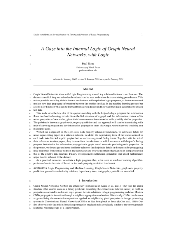 (PDF) A Gaze into the Internal Logic of Graph Neural 1 Networks , with ...
