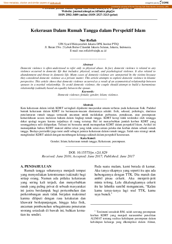 (PDF) Kekerasan Dalam Rumah Tangga dalam Perspektif Islam | Imam ...