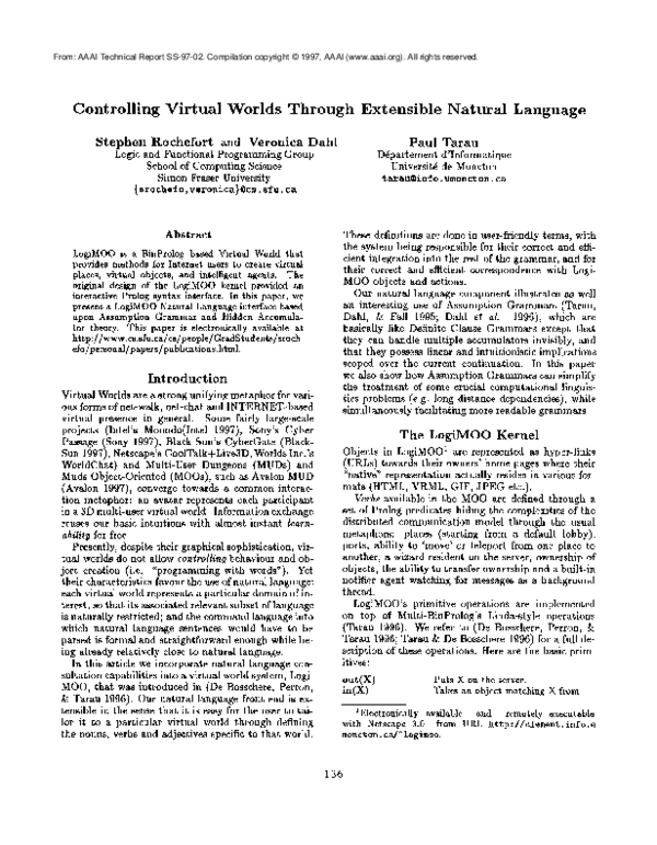 (PDF) Controlling virtual worlds through extensible natural language