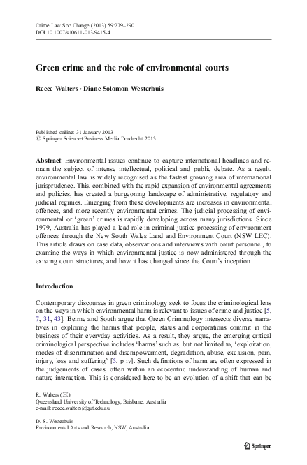 (PDF) Green crime and the role of environmental courts