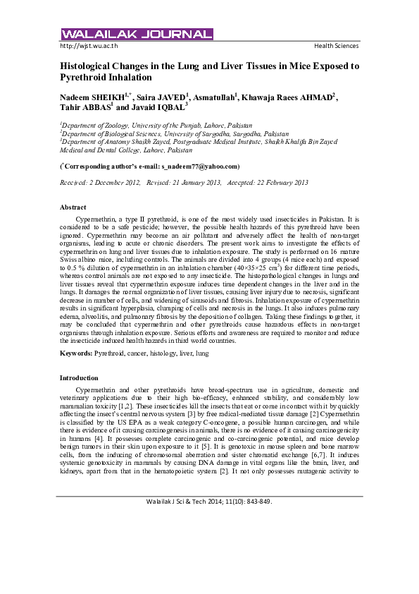(PDF) Histological Changes in the Lung and Liver Tissues in Mice ...