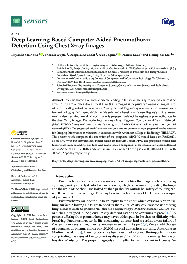 (PDF) Deep Learning-Based Computer-Aided Pneumothorax Detection Using Chest X-ray Images