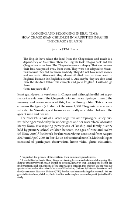 (PDF) Longing And Belonging In Real Time: How Chagossian Children In ...