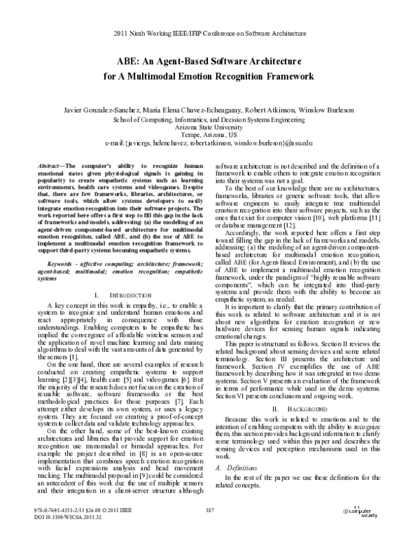 (PDF) ABE: An Agent-Based Software Architecture for a Multimodal ...