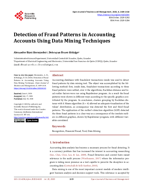 Detection Of Fraud Patterns In Accounting Accounts Using Data Mining