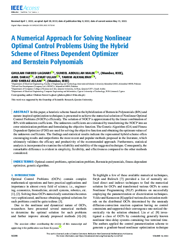 (PDF) A Numerical Approach for Solving Nonlinear Optimal Control Problems Using the Hybrid ...