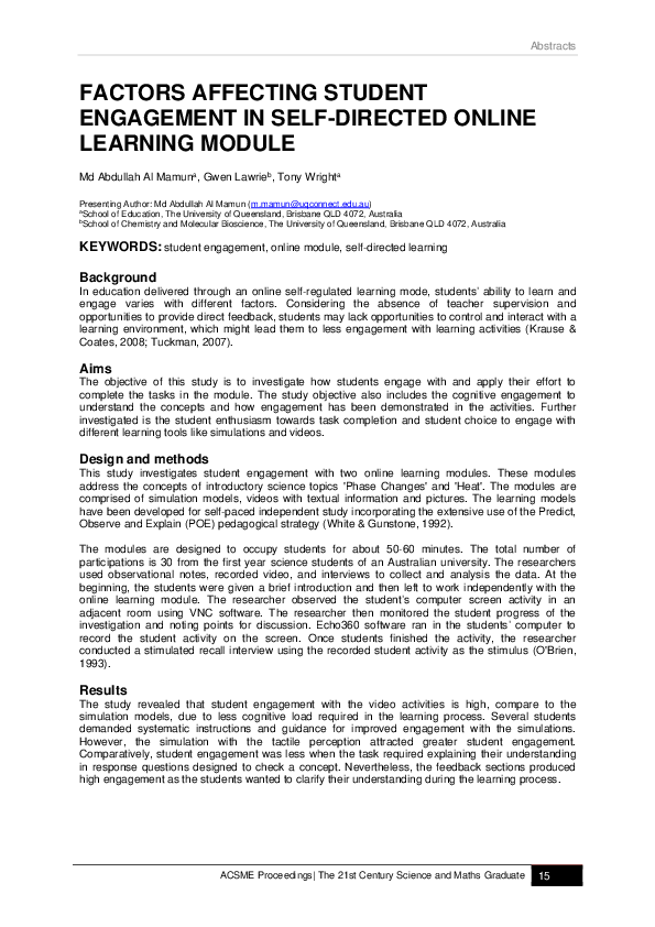(PDF) Factors affecting student engagement in self-directed online ...