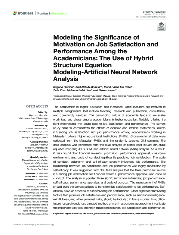 Pdf Modeling The Significance Of Motivation On Job Satisfaction And