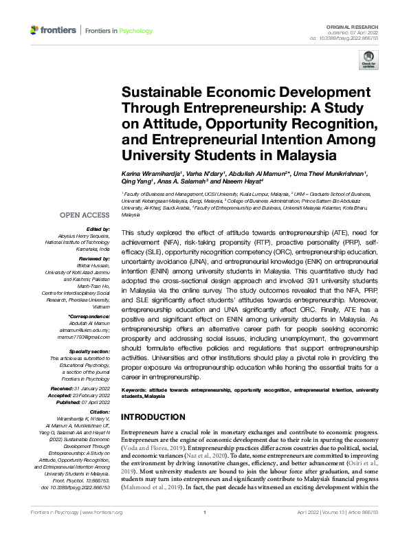 (PDF) Sustainable Economic Development Through Entrepreneurship: A ...