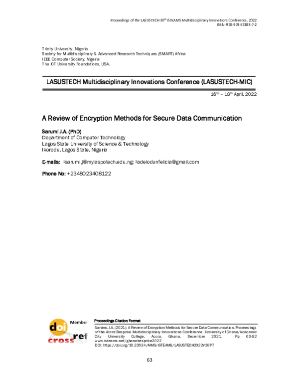 Pdf A Review Of Encryption Methods For Secure Data Communication