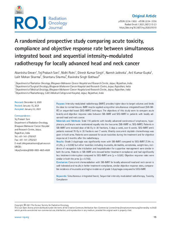 (PDF) A randomized prospective study comparing acute toxicity ...