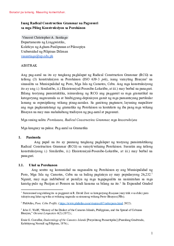 (PDF) Isang Radical Construction Grammar na Pagsusuri sa mga Pilíng ...