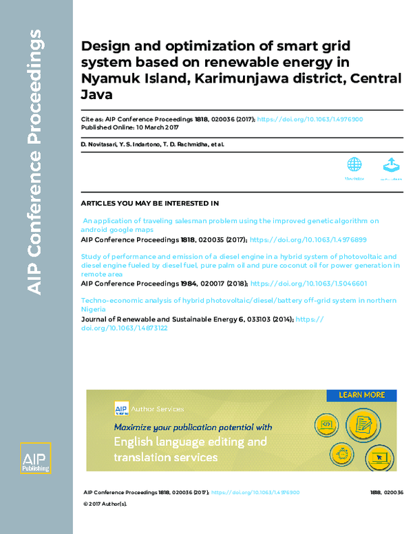 (PDF) Design and optimization of smart grid system based on renewable energy in Nyamuk Island ...