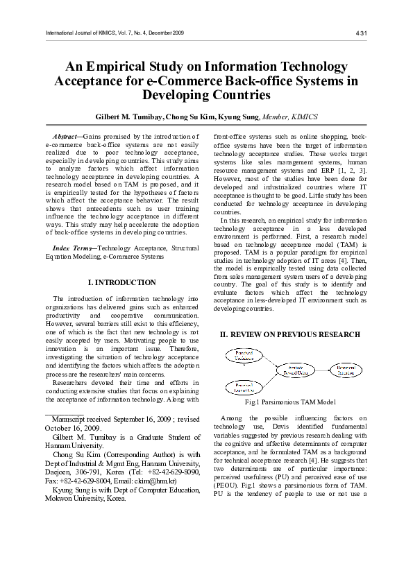 (PDF) An Empirical Study on Information Technology Acceptance for e-Commerce Back-office Systems ...