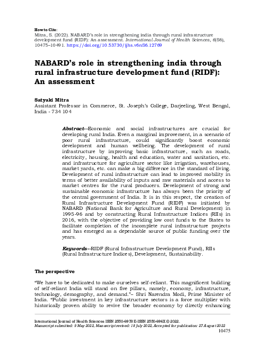 (PDF) NABARD’s role in strengthening india through rural infrastructure ...