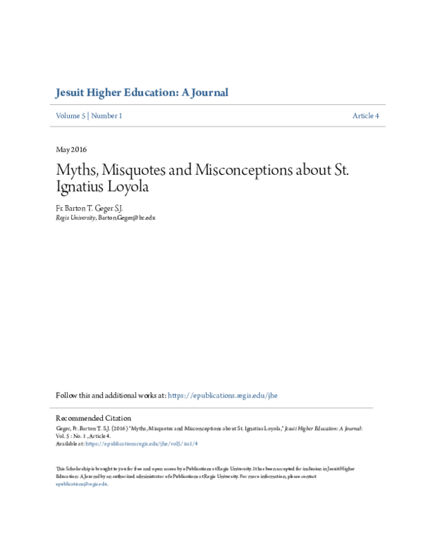 (PDF) Myths, Misquotes and Misconceptions about St. Ignatius Loyola ...