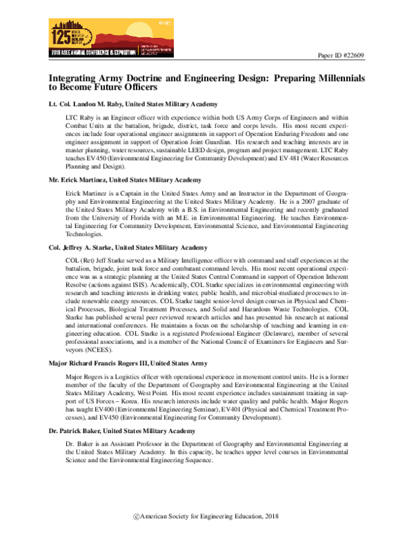 (PDF) Integrating Army Doctrine and Engineering Design: Preparing ...