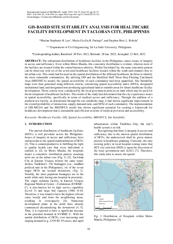 (PDF) Gis-Based Site Suitability Analysis for Healthcare Facility ...