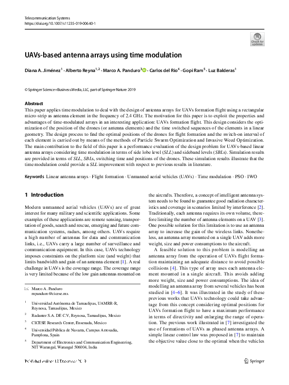 (PDF) UAVs-based antenna arrays using time modulation