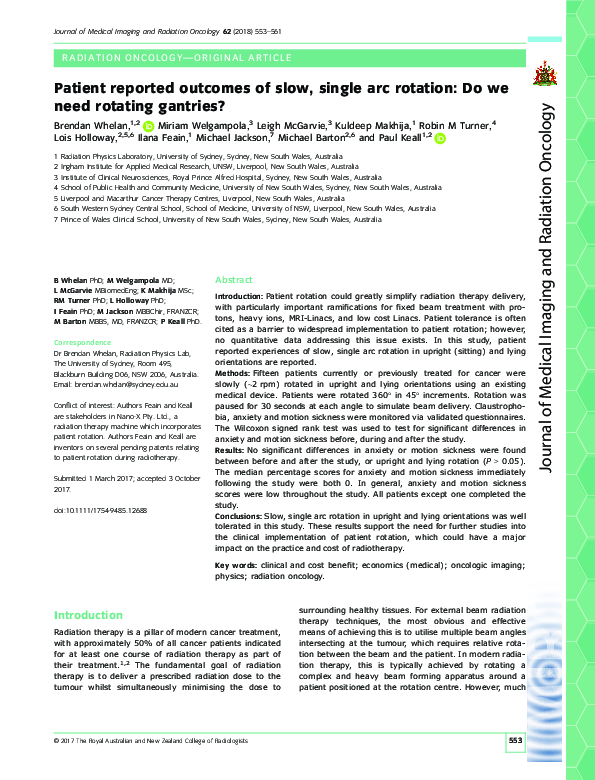 (PDF) Patient reported outcomes of slow, single arc rotation: Do we ...