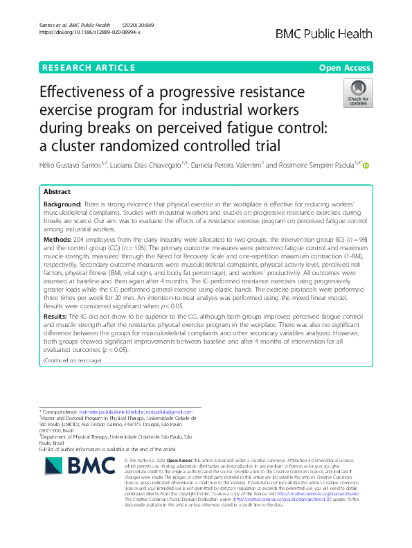 (PDF) Effectiveness of a progressive resistance exercise program for ...