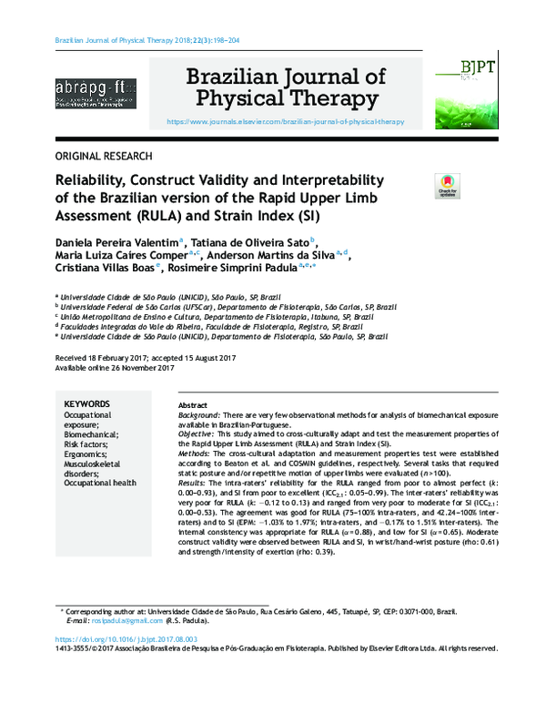 (PDF) Reliability, Construct Validity and Interpretability of the ...