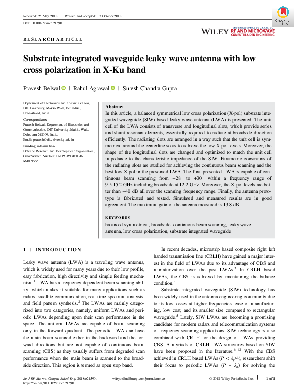 (PDF) Substrate Integrated Waveguide Leaky-Wave Antenna With H-Shaped Slots