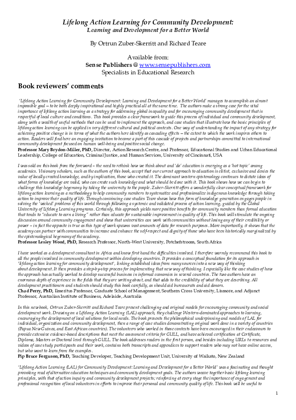 (PDF) Lifelong Action Learning for Community Development