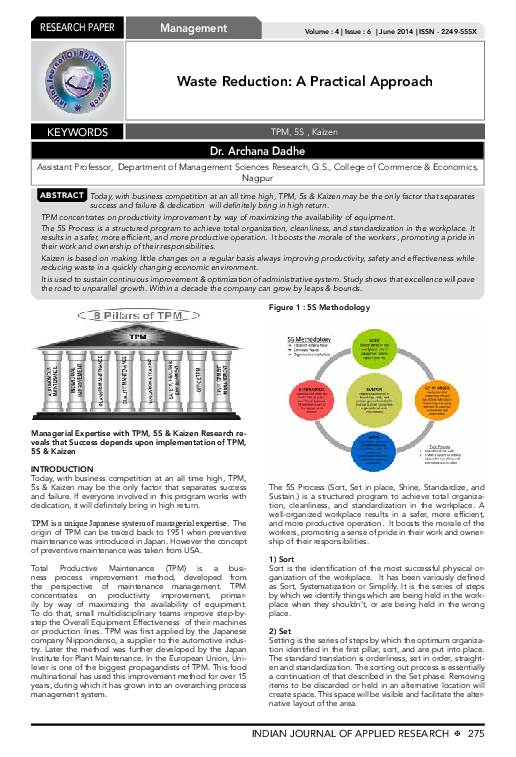 (PDF) Waste Reduction: A Practical Approach