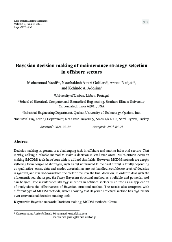 (PDF) Fuzzy Bayesian Approach for Offshore Decision Making