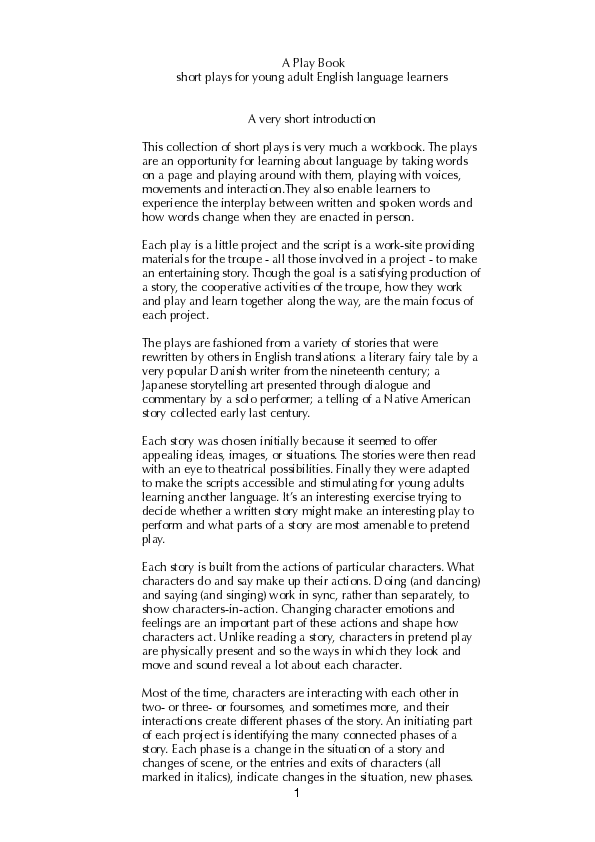 (PDF) A Play Book short plays for young adult English language learners