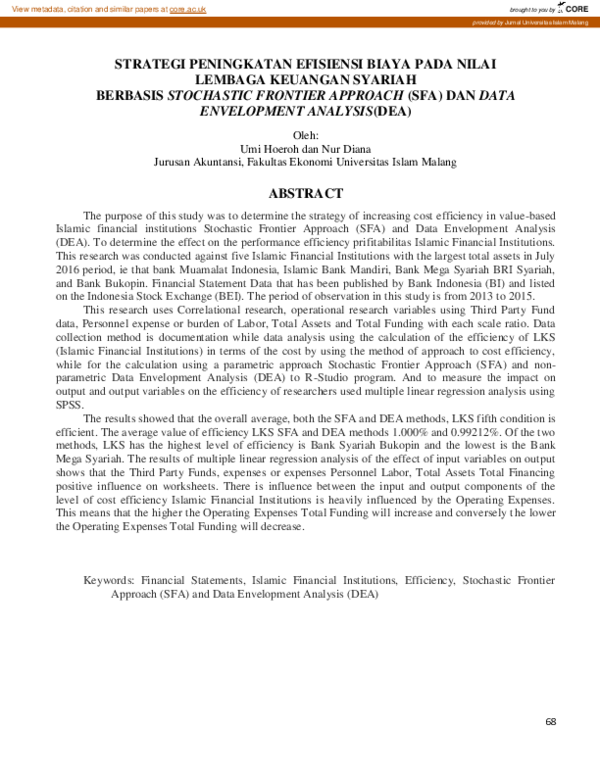 (PDF) Strategi Peningkatan Efisiensi Biaya Pada Nilai Lembaga Keuangan Syariah Berbasis ...