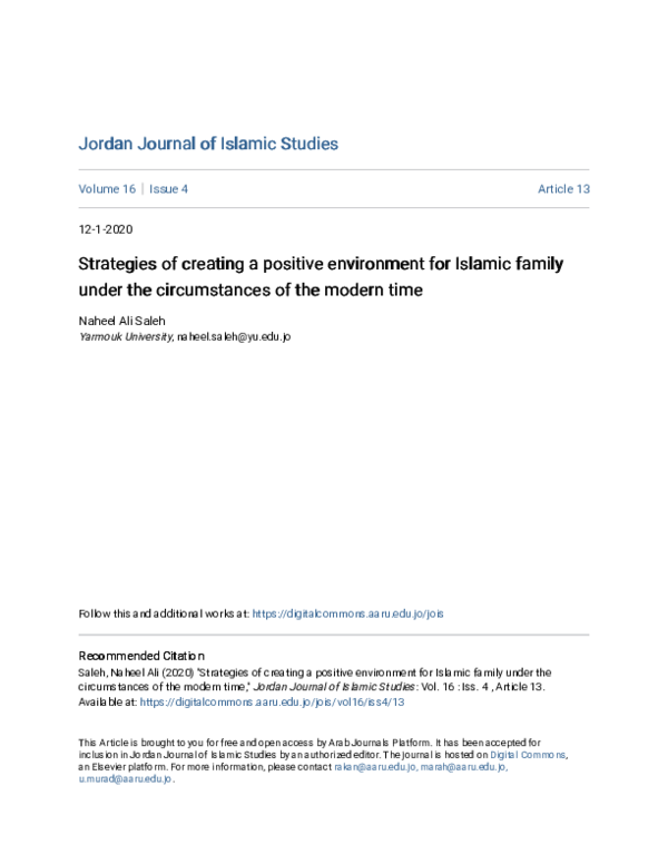 (PDF) Strategies of creating a positive environment for Islamic family ...