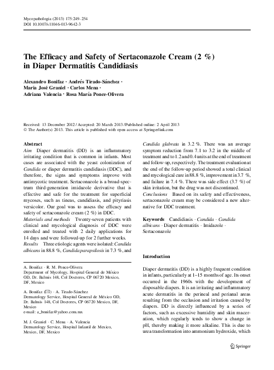 (PDF) The Efficacy and Safety of Sertaconazole Cream (2 %) in Diaper ...