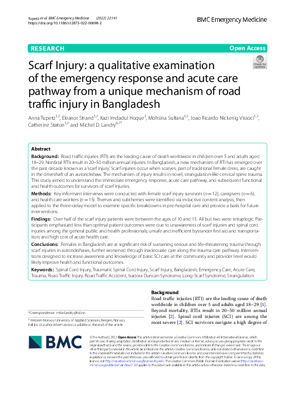 (PDF) Scarf Injury: a qualitative examination of the emergency response ...