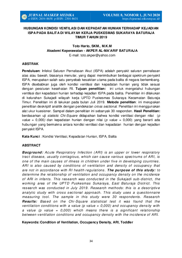 (PDF) Hubungan Kondisi Ventilasi Dan Kepadatan Hunian Terhadap Kejadian ...