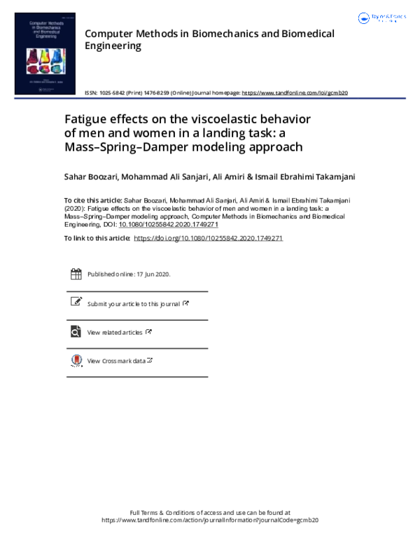 (PDF) Fatigue effects on the viscoelastic behavior of men and women in a landing task: a Mass ...