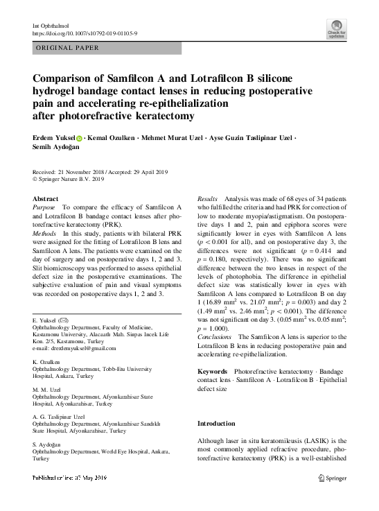 (PDF) Comparison of Samfilcon A and Lotrafilcon B silicone hydrogel ...