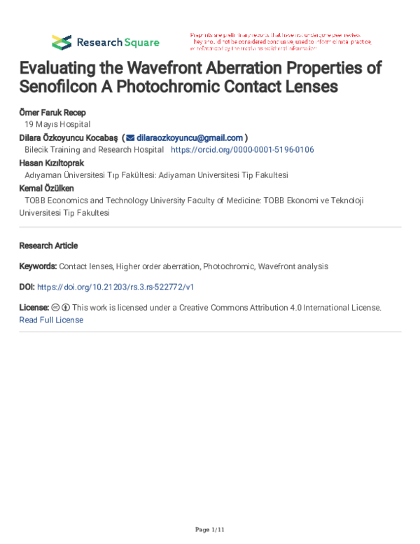 (PDF) Evaluating the Wavefront Aberration Properties of Senofilcon A ...