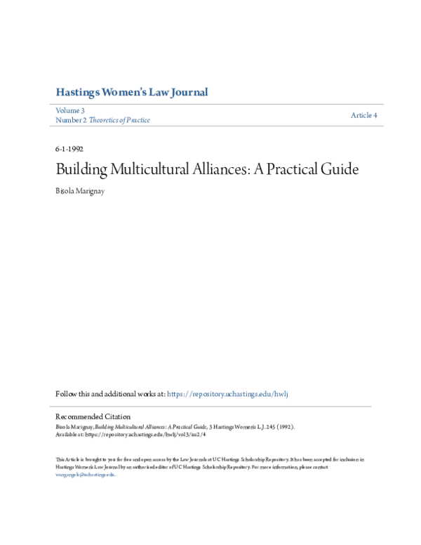 (PDF) Building Multicultural Alliances: A Practical Guide