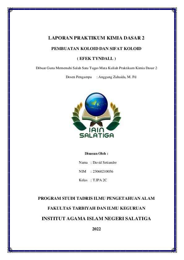 (PDF) MAKALAH PEMBUATAN KOLOID DAN SIFAT KOLOID ( EFEK TYNDALL )