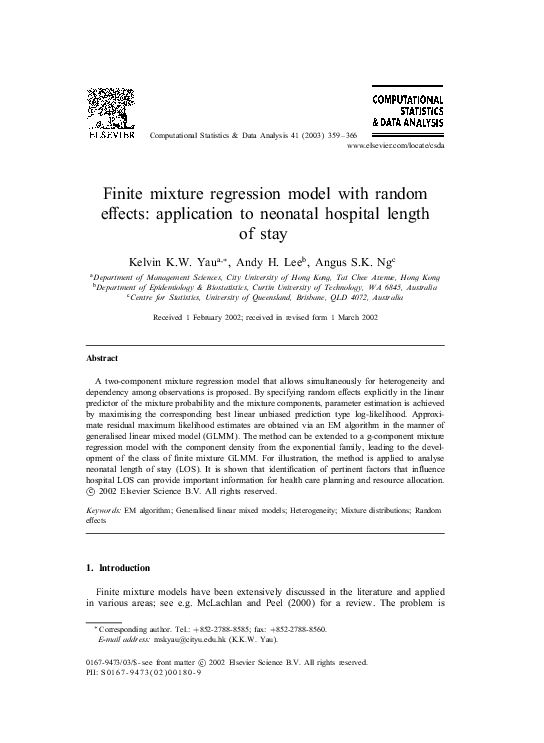 Pdf Finite Mixture Regression Model With Random Effects Application